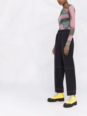 GANNI Contrast-stitching Straight Trousers