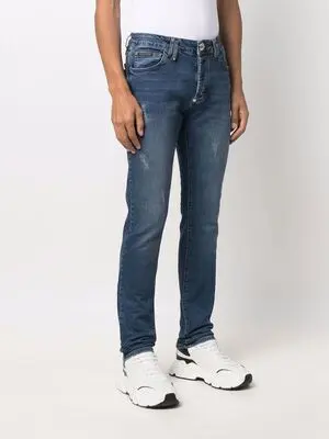 Philipp Plein Mid-rise Super-straight Jeans - Blue
