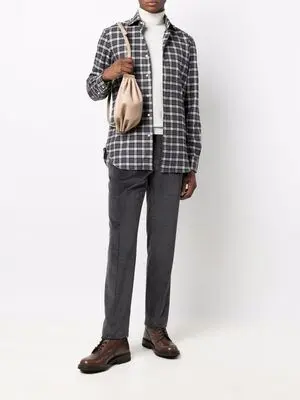 BARBA NAPOLI Plaid-check Print Shirt - Grey