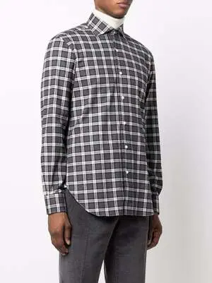 BARBA NAPOLI Plaid-check Print Shirt - Grey