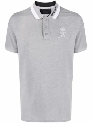 Philipp Plein Logo Embroidered Polo Shirt - Grey