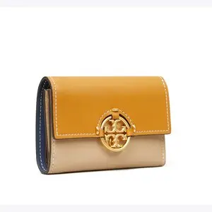Tory Burch Miller Colorblock Medium Flap Wallet - Caramel Corn / Dromedary