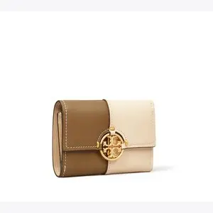 Tory Burch Tory Burch Miller Colorblock Medium Flap Wallet Toasted Sesame / Brie