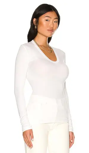 Enza Costa Rib Fitted Long Sleeve - White