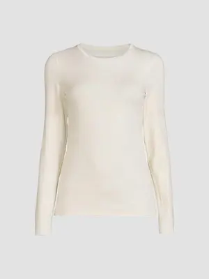 Majestic Filatures Soft Touch Metallic Crewneck Top - Blanc