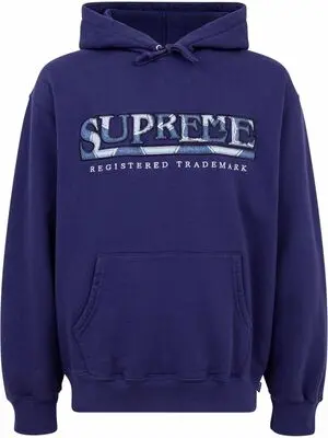 Supreme Denim-print Logo Hoodie