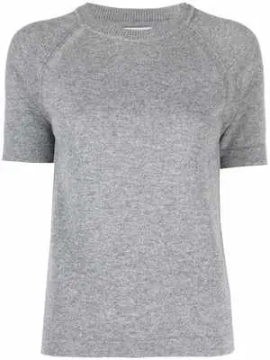 BARRIE Short-sleeved Cashmere Top - Grey
