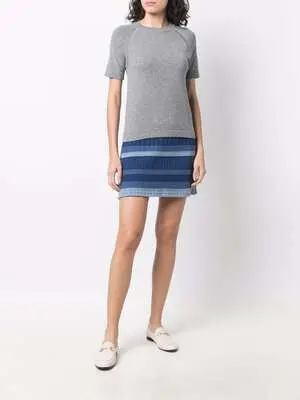 BARRIE Short-sleeved Cashmere Top - Grey