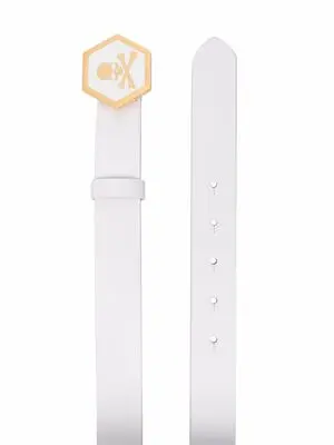 Philipp Plein Skull-motif Leather Belt - White