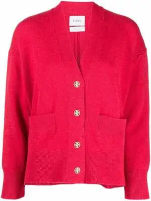 BARRIE V-neck Cashmere Cardigan - Red