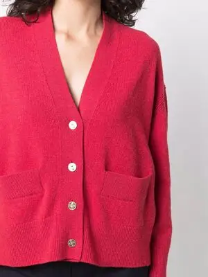 BARRIE V-neck Cashmere Cardigan - Red