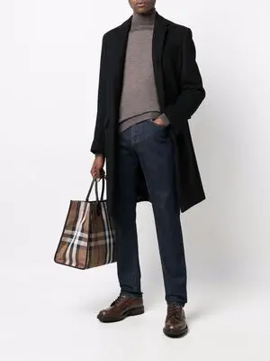CRUCIANI Roll-neck Cashmere-silk Jumper - Brown