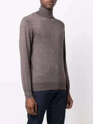CRUCIANI Roll-neck Cashmere-silk Jumper - Brown