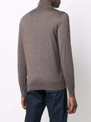 CRUCIANI Roll-neck Cashmere-silk Jumper - Brown