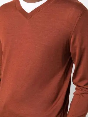 CRUCIANI V-neck Cashmere-silk Jumper - Orange