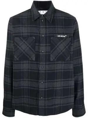 Off-White Outline-arrows Flannel Shirt - Grey