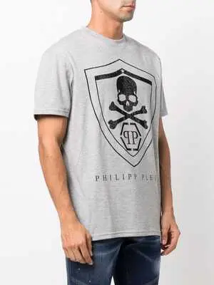 Philipp Plein Skull-logo Print T-shirt - Grey