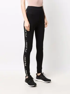 Philipp Plein Logo-studded Cotton Leggings
