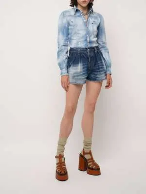 Dsquared2 Western Cotton Denim Playsuit - Denim