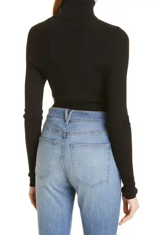 Veronica Beard Calista Turtleneck Merino Wool Rib Top