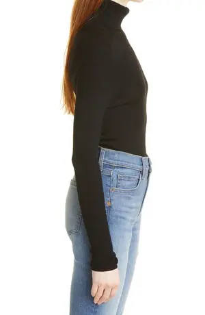 Veronica Beard Calista Turtleneck Merino Wool Rib Top