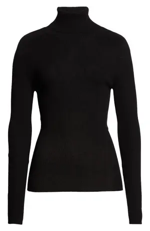 Veronica Beard Calista Turtleneck Merino Wool Rib Top