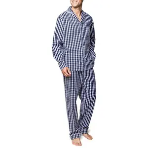 PETITE PLUME Gingham Cotton Twill Pajamas - Navy