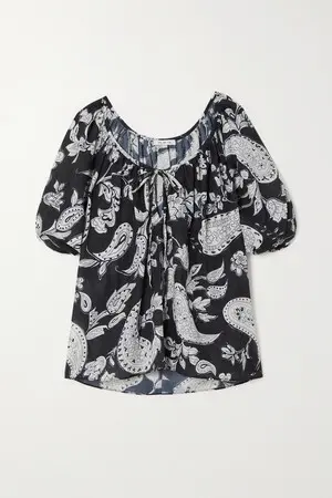 Fil De Vie Juno Paisley-print Cotton-batiste Blouse