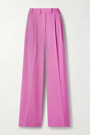 Christopher John Rogers Pleated Wool Wide-leg Pants