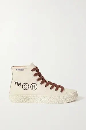 Acne Studios Ballow Printed Cotton-canvas High-top Sneakers