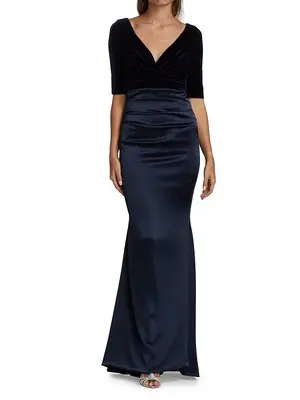 Talbot Runhof Velvet & Satin Gown