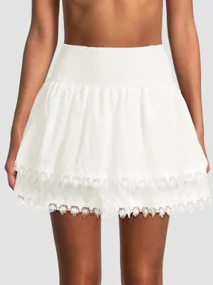 Peixoto Belle Smocked Tiered Miniskirt