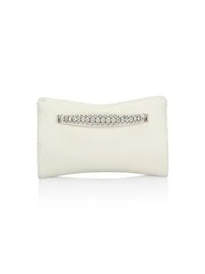 JIMMY CHOO Women's Venus Embellished Leather Clutch-On-Chain - Latte - Latte