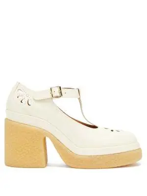 Chloé Chloé - Kurtys Block-heel Leather T-bar Pumps - Womens - Ivory - Ivory