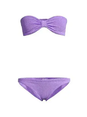 Hunza G Jean Bow Two-piece Bikini Set Lilac