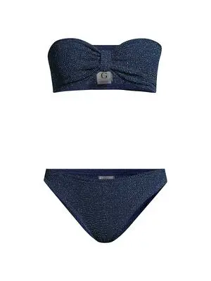 Hunza G Jean Bow Two-piece Bikini Set Navy Silver
