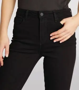 L'Agence Kendra Cropped Flare Jeans - Black