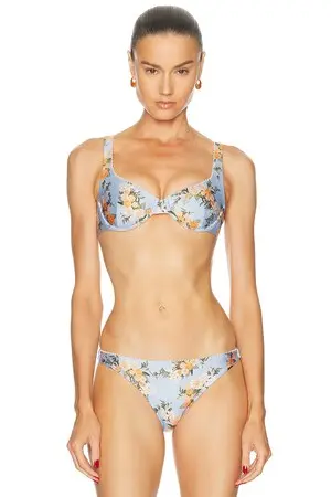Agua Bendita Hacienda Bikini Top In Baby Blue,orange