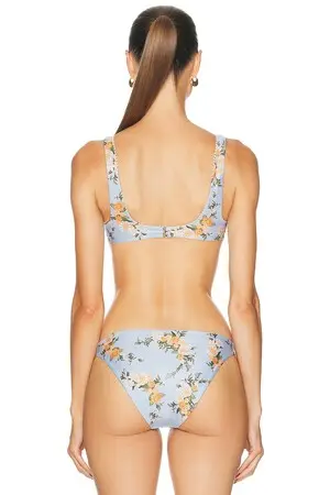 Agua Bendita Hacienda Bikini Top In Baby Blue,orange