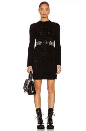 Alaïa Fitted Corset Detail Knit Mini Dress - Noir