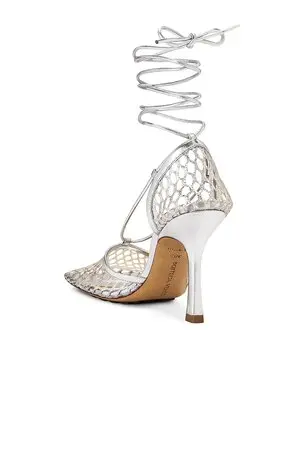 Bottega Veneta Stretch Metallic Leather Sandals - Silver