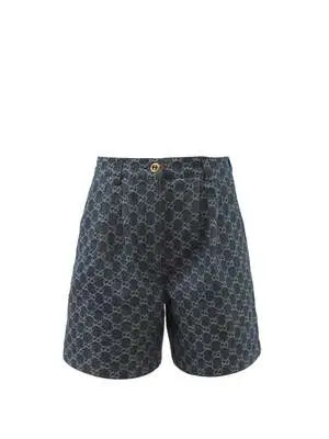 Gucci Gucci - GG-jacquard Denim Shorts - Womens - Denim - Denim