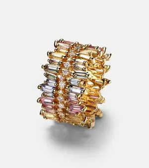 SUZANNE KALAN 18kt Gold Ring With Diamonds And Sapphires