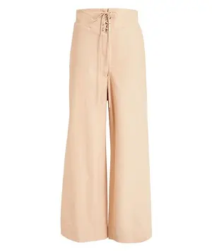 DION LEE Lace-up Cotton-blend Taffeta Wide-leg Pants White