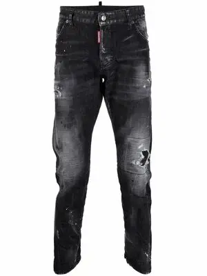 Dsquared2 Faded Distressed Slim-fit Jeans - Black