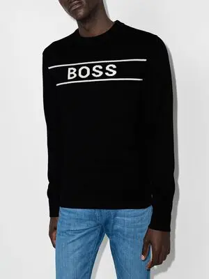 BOSS Intarsia Knit-logo Jumper