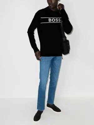 BOSS Intarsia Knit-logo Jumper