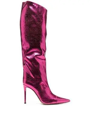 Alexandre Vauthier Crocodile Effect Pointed Toe Boots