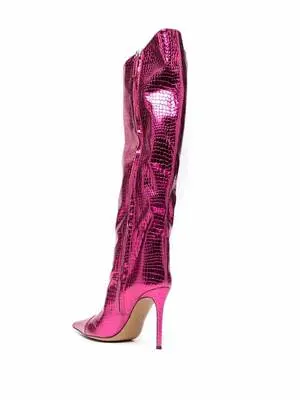 Alexandre Vauthier Crocodile Effect Pointed Toe Boots