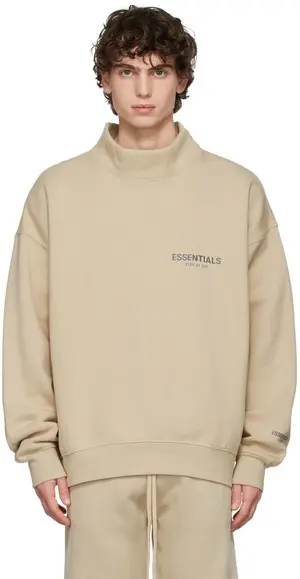 Fear Of God Fear Of God ESSENTIALS SSENSE Exclusive Beige Mock Neck Sweatshirt - Linen